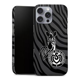 DeinDesign iPhone 16 Pro Max Handy Premium Case Smartphone Handyh&uuml;lle Schutzh&uuml;lle gl&auml;nzend Zebra Msv Duisburg Muster Premium Case