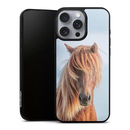 DeinDesign iPhone 16 Pro Max Handy Slim Case extra d&uuml;nn Silikon Handyh&uuml;lle schwarz H&uuml;lle Animals Animal Look Horse Silikon Slim Case
