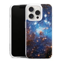 DeinDesign iPhone 15 Pro Handy Silikon H&uuml;lle Case wei&szlig; Handyh&uuml;lle Weltall Star Galaxy Silikon Case