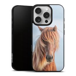 DeinDesign iPhone 16 Pro Handy Slim Case extra d&uuml;nn Silikon Handyh&uuml;lle schwarz H&uuml;lle Animals Animal Look Horse Silikon Slim Case