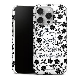 DeinDesign iPhone 16 Pro Handy Premium Case Smartphone Handyh&uuml;lle Schutzh&uuml;lle gl&auml;nzend Peanuts Flowers Snoopy Premium Case