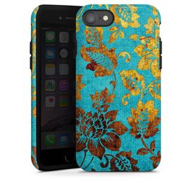 DeinDesign iPhone SE (2022) Handy Panzer Handyh&uuml;lle robuste Outdoor H&uuml;lle Schutzh&uuml;lle gl&auml;nzend Flowers Ornament Vintage Tough Case