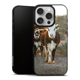 DeinDesign iPhone 16 Pro Handy Slim Case extra d&uuml;nn Silikon Handyh&uuml;lle schwarz H&uuml;lle Cow Farmer Calf Silikon Slim Case