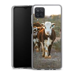 DeinDesign Galaxy A12 Handy Silikon H&uuml;lle Case transparent Handyh&uuml;lle Farmer Calf Cow Silikon Case