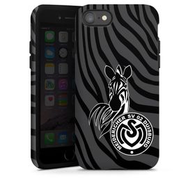 DeinDesign iPhone SE (2020) Handy Panzer Handyh&uuml;lle robuste Outdoor H&uuml;lle Schutzh&uuml;lle matt Msv Duisburg Zebra Muster Tough Case