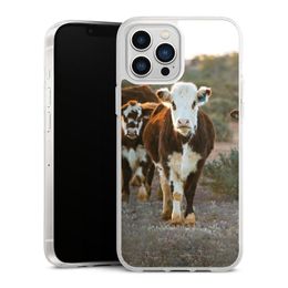 DeinDesign iPhone 13 Pro Max Handy Silikon H&uuml;lle Case transparent Handyh&uuml;lle Cow Farmer Calf Silikon Case