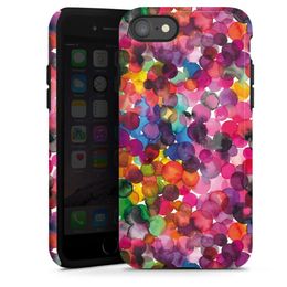 DeinDesign iPhone SE (2022) Handy Panzer Handyh&uuml;lle robuste Outdoor H&uuml;lle Schutzh&uuml;lle gl&auml;nzend Water Colour Colourful Points Tough Case