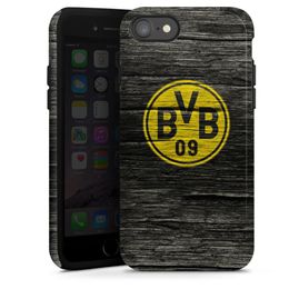 DeinDesign iPhone SE (2022) Handy Panzer Handyh&uuml;lle robuste Outdoor H&uuml;lle Schutzh&uuml;lle gl&auml;nzend Bvb Wooden Look Borussia Dortmund Tough Case