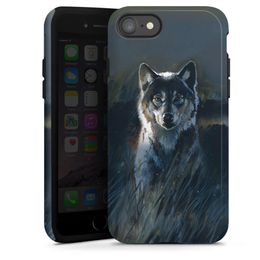 DeinDesign iPhone SE (2020) Handy Panzer Handyh&uuml;lle robuste Outdoor H&uuml;lle Schutzh&uuml;lle gl&auml;nzend Nature Painting Wolf Tough Case