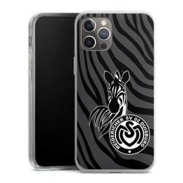 DeinDesign iPhone 12 Pro Max Handy Silikon H&uuml;lle Case transparent Handyh&uuml;lle Zebra Msv Duisburg Muster Silikon Case