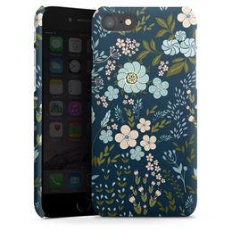 DeinDesign iPhone SE (2020) Handy Premium Case Smartphone Handyh&uuml;lle Schutzh&uuml;lle matt Blue Muster Flowers Premium Case
