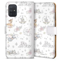 DeinDesign Galaxy A71 Handy Klapph&uuml;lle Handyh&uuml;lle aus Kunst Leder wei&szlig; Flip Case Bambi Dumbo Disney Sideflip mit Lasche