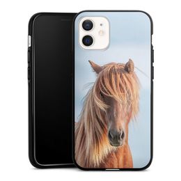 DeinDesign iPhone 12 Handy Silikon H&uuml;lle Case schwarz Handyh&uuml;lle Animals Animal Look Horse