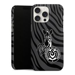DeinDesign iPhone 15 Pro Max Handy Premium Case Smartphone Handyh&uuml;lle Schutzh&uuml;lle gl&auml;nzend Zebra Msv Duisburg Muster Premium Case