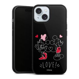 DeinDesign iPhone 15 Handy Gallery Case Handyh&uuml;lle 9H Geh&auml;rtetes Glas R&uuml;ckseite H&uuml;lle Disney Love Gallery Case