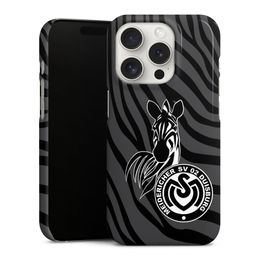 DeinDesign iPhone 15 Pro Handy Premium Case Smartphone Handyh&uuml;lle Schutzh&uuml;lle gl&auml;nzend Zebra Msv Duisburg Muster Premium Case