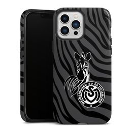 DeinDesign iPhone 13 Pro Max Handy Panzer Handyh&uuml;lle robuste Outdoor H&uuml;lle Schutzh&uuml;lle gl&auml;nzend Zebra Msv Duisburg Muster Tough Case