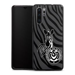 DeinDesign Huawei P30 Pro Handy Silikon H&uuml;lle Case schwarz Handyh&uuml;lle Zebra Msv Duisburg Muster