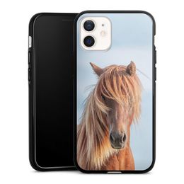 DeinDesign iPhone 12 mini Handy Silikon H&uuml;lle Case schwarz Handyh&uuml;lle Animals Animal Look Horse