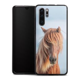 DeinDesign Huawei P30 Pro Handy Silikon H&uuml;lle Case schwarz Handyh&uuml;lle Animals Animal Look Horse