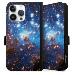 DeinDesign iPhone 14 Pro Max Handy Klapph&uuml;lle Handyh&uuml;lle aus Kunst Leder schwarz Flip Case Weltall Star Galaxy Sideflip mit Lasche