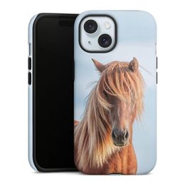 DeinDesign iPhone 15 Handy Panzer Handyh&uuml;lle robuste Outdoor H&uuml;lle Schutzh&uuml;lle matt Animals Animal Look Horse Tough Case