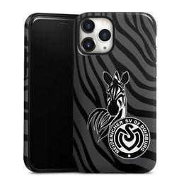 DeinDesign iPhone 11 Pro Handy Panzer Handyh&uuml;lle robuste Outdoor H&uuml;lle Schutzh&uuml;lle gl&auml;nzend Msv Duisburg Zebra Muster Tough Case