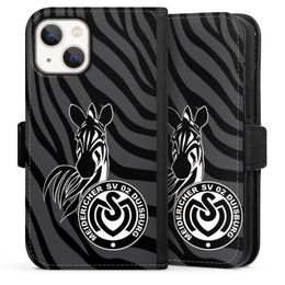 DeinDesign Galaxy A51 Handy Klapph&uuml;lle Handyh&uuml;lle aus Kunst Leder schwarz Flip Case Zebra Msv Duisburg Muster Sideflip mit Lasche