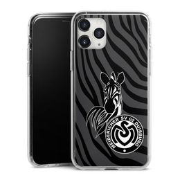 DeinDesign iPhone 11 Pro Max Handy Silikon H&uuml;lle Case transparent Handyh&uuml;lle Zebra Msv Duisburg Muster Silikon Case