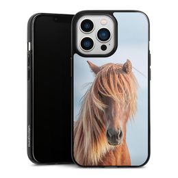 DeinDesign iPhone 13 Pro Handy Silikon H&uuml;lle Case schwarz Handyh&uuml;lle Animals Animal Look Horse