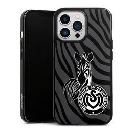 DeinDesign iPhone 13 Pro Handy Silikon H&uuml;lle Case schwarz Handyh&uuml;lle Zebra Msv Duisburg Muster