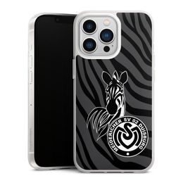 DeinDesign iPhone 13 Pro Handy Silikon H&uuml;lle Case transparent Handyh&uuml;lle Zebra Msv Duisburg Muster Silikon Case