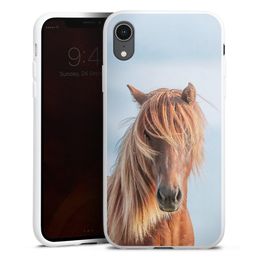 DeinDesign iPhone Xr Handy Silikon H&uuml;lle Case wei&szlig; Handyh&uuml;lle Animals Animal Look Horse Silikon Case