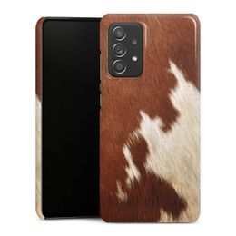 DeinDesign Galaxy A52 Handy Premium Case Smartphone Handyh&uuml;lle Schutzh&uuml;lle gl&auml;nzend Cow Animal Look Fur Premium Case
