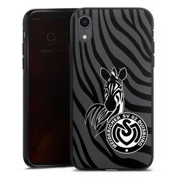 DeinDesign iPhone Xr Handy Silikon H&uuml;lle Case schwarz Handyh&uuml;lle Zebra Msv Duisburg Muster