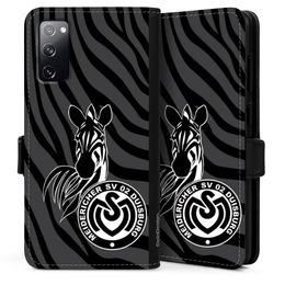 DeinDesign Galaxy S20 Handy Klapph&uuml;lle Handyh&uuml;lle aus Kunst Leder schwarz Flip Case Zebra Msv Duisburg Muster Sideflip mit Lasche