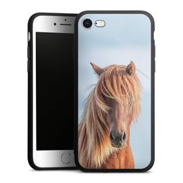 DeinDesign iPhone 8 Handy Premium Silikon H&uuml;lle Handyh&uuml;lle schwarz Case Animals Animal Look Horse Silikon Premium Case