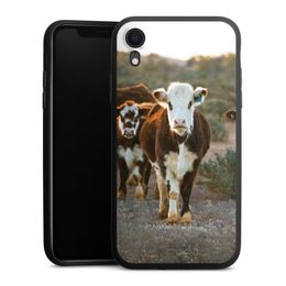 DeinDesign iPhone Xr Handy Premium Silikon H&uuml;lle Handyh&uuml;lle schwarz Case Cow Farmer Calf Silikon Premium Case