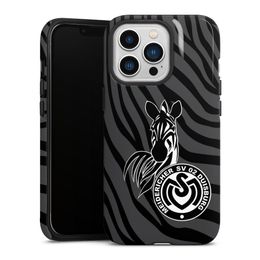DeinDesign iPhone 13 Pro Handy Panzer Handyh&uuml;lle robuste Outdoor H&uuml;lle Schutzh&uuml;lle gl&auml;nzend Zebra Msv Duisburg Muster Tough Case
