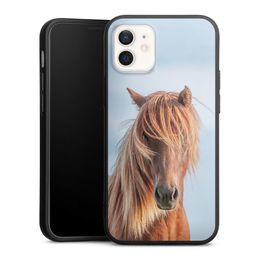 DeinDesign iPhone 12 mini Handy Premium Silikon H&uuml;lle Handyh&uuml;lle schwarz Case Animals Animal Look Horse Silikon Premium Case