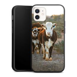 DeinDesign iPhone 12 mini Handy Premium Silikon H&uuml;lle Handyh&uuml;lle schwarz Case Cow Farmer Calf Silikon Premium Case