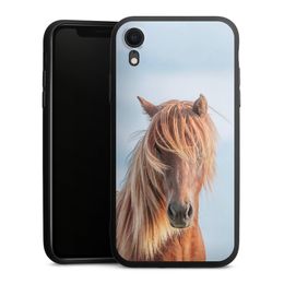 DeinDesign iPhone Xr Handy Premium Silikon H&uuml;lle Handyh&uuml;lle schwarz Case Animals Animal Look Horse Silikon Premium Case