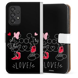 DeinDesign Galaxy A33 5G Handy Klapph&uuml;lle Handyh&uuml;lle aus Kunst Leder wei&szlig; Flip Case Disney Love Sideflip mit Lasche