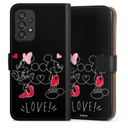DeinDesign Galaxy A53 5G Handy Klapph&uuml;lle Handyh&uuml;lle aus Kunst Leder schwarz Flip Case Disney Love Sideflip mit langer Lasche