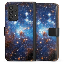 DeinDesign Galaxy A53 5G Handy Klapph&uuml;lle Handyh&uuml;lle aus Kunst Leder schwarz Flip Case Weltall Galaxy Star Sideflip mit langer Lasche