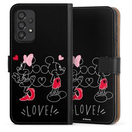 DeinDesign Galaxy A33 5G Handy Klapph&uuml;lle Handyh&uuml;lle aus Kunst Leder schwarz Flip Case Disney Love Sideflip mit langer Lasche