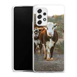 DeinDesign Galaxy A53 5G Handy Silikon H&uuml;lle Case wei&szlig; Handyh&uuml;lle Farmer Calf Cow Silikon Case