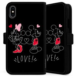 DeinDesign iPhone X Handy Klapph&uuml;lle Handyh&uuml;lle aus Kunst Leder schwarz Flip Case Disney Love Sideflip mit langer Lasche