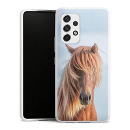 DeinDesign Galaxy A53 5G Handy Silikon H&uuml;lle Case wei&szlig; Handyh&uuml;lle Horse Animals Animal Look Silikon Case