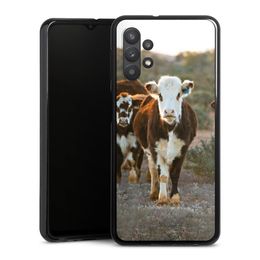 DeinDesign Galaxy A32 5G Handy Silikon H&uuml;lle Case schwarz Handyh&uuml;lle Farmer Calf Cow